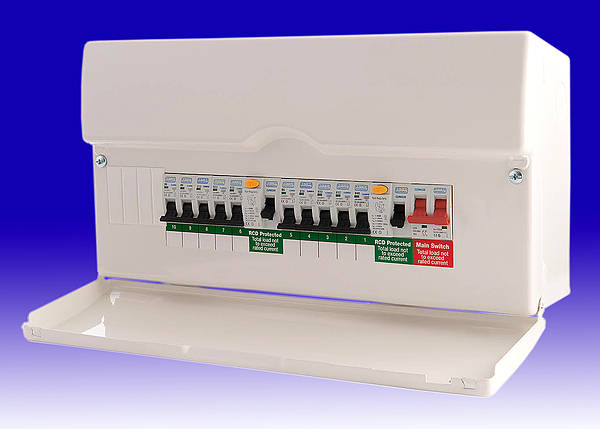 13 Way Metal Dual Split Consumer Unit c/w 2 x RCD's c/w 10 MCB's