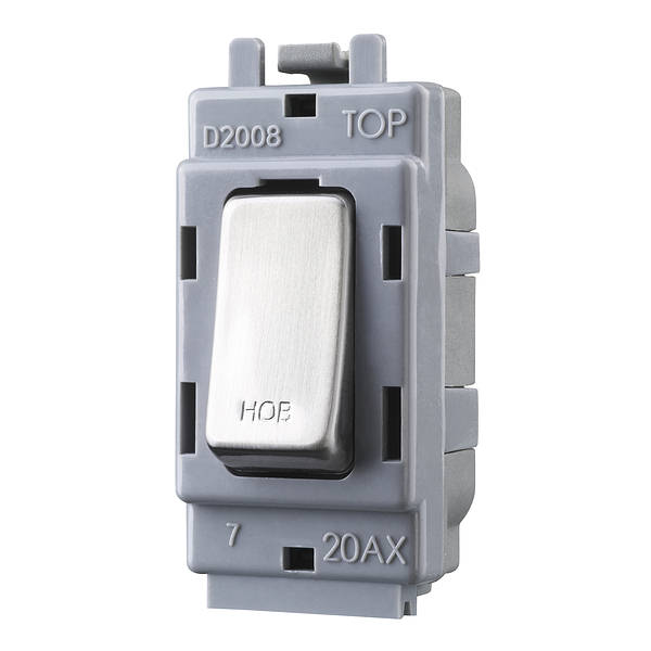 20 Amp SP 1 Way Grid Switch - Nexus - Brushed Steel