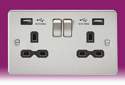 Flat Plate Brushed Chrome Accessories Twin Single Double Switched ...