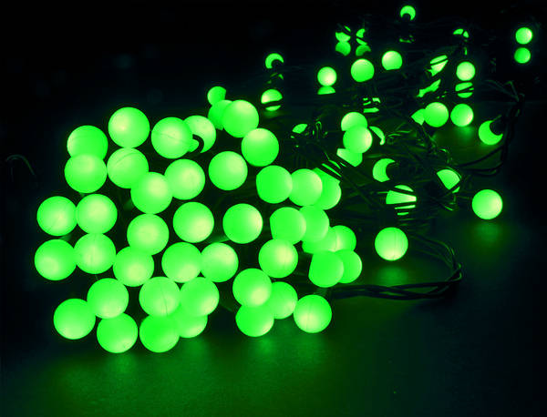 80 LED Mini Bauble Static Interior Lights - Green
