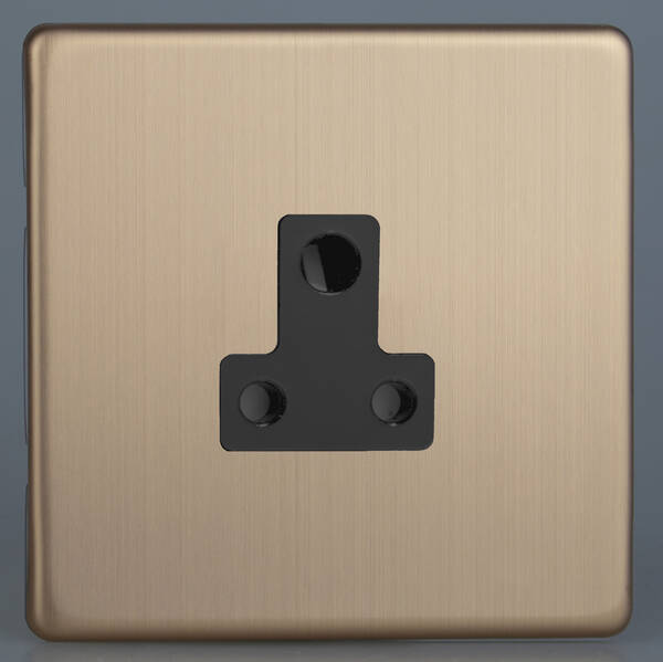 5 Amp Round 3 Pin Socket - Screwless Brushed Copper | Varilight ...