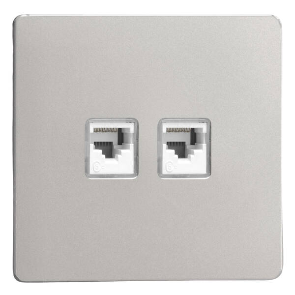 2 Gang Data Socket 2 x RJ45 (Cat 5) European - Satin | Varilight ...